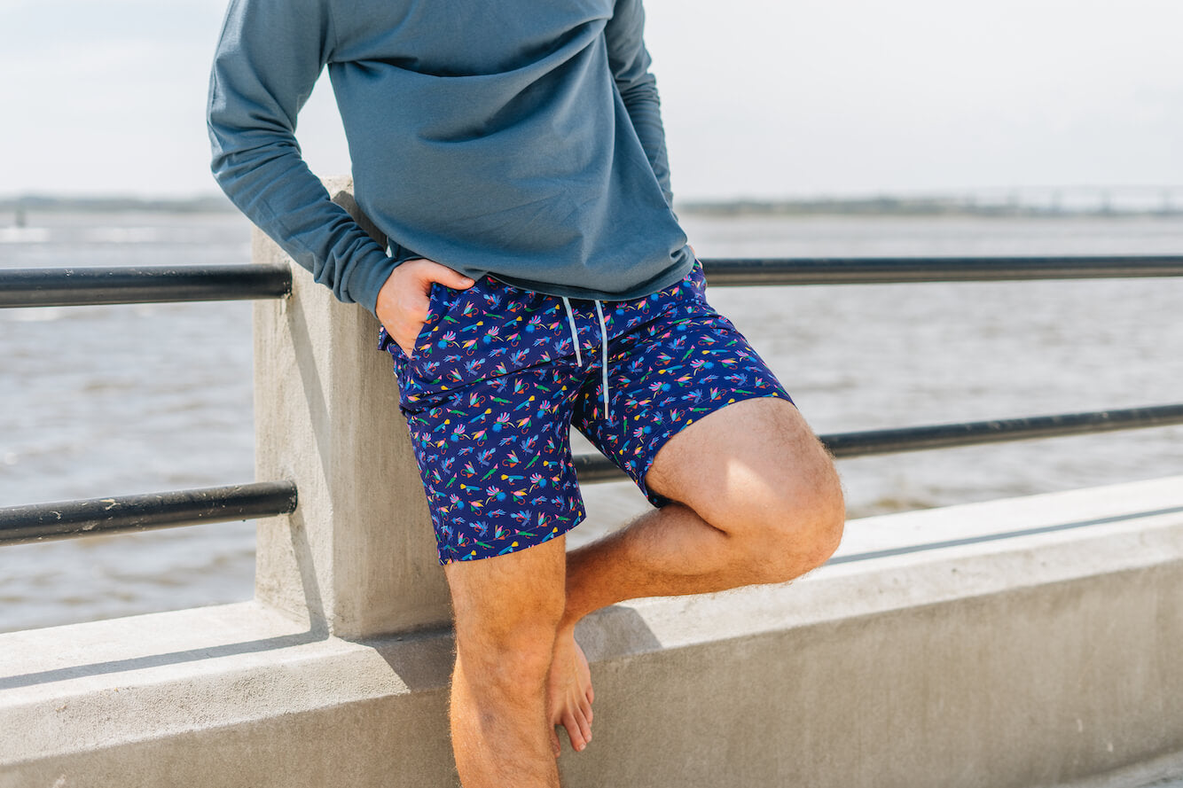 Let It Fly: Swim Trunks - Light Blue – Collared Greens